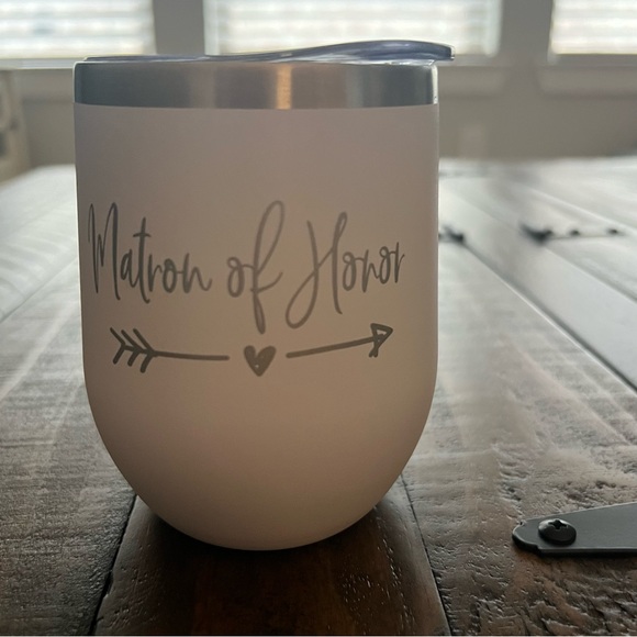 Kitchen | Matron Of Honor White Silver Wine Tumbler 12 Oz Wedding ...